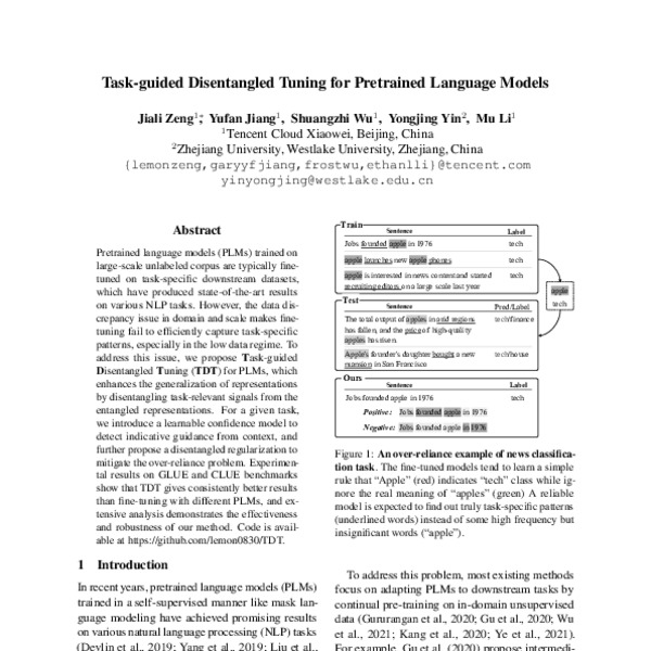 Task-guided Disentangled Tuning for Pretrained Language Models - ACL Anthology