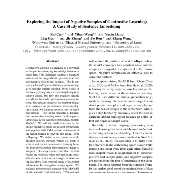 Exploring the Impact of Negative Samples of Contrastive Learning: A ...