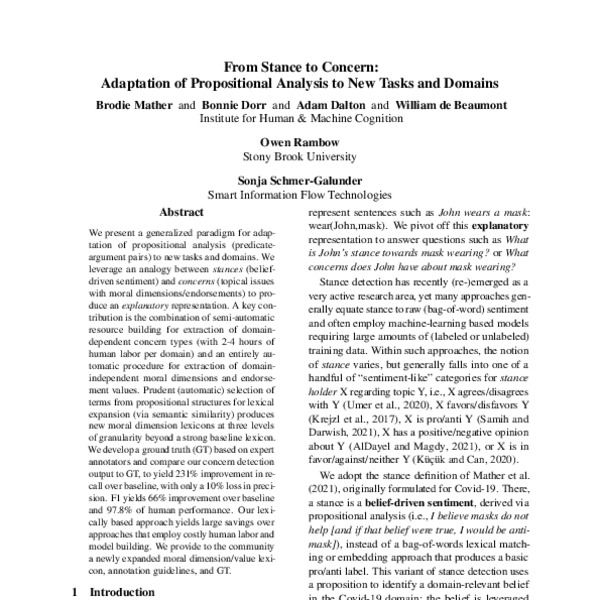 From Stance to Concern: Adaptation of Propositional Analysis to New ...