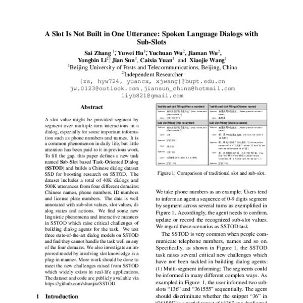 A Slot Is Not Built In One Utterance Spoken Language Dialogs With Sub Slots Acl Anthology