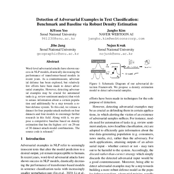 Detection of Adversarial Examples in Text Classification: Benchmark and Baseline via Robust ...