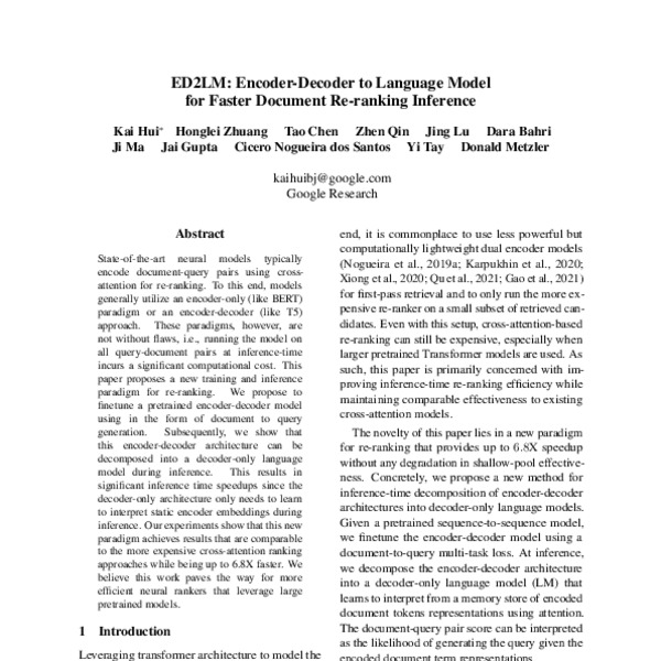 ED2LM: Encoder-Decoder to Language Model for Faster Document Re-ranking ...