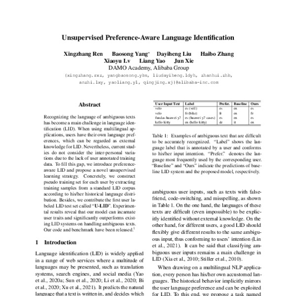 Unsupervised Preference-Aware Language Identification - ACL Anthology