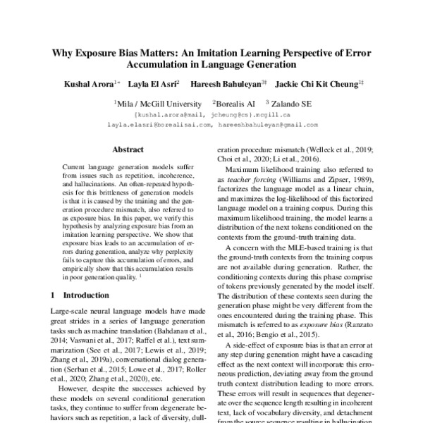 Why Exposure Bias Matters: An Imitation Learning Perspective of Error ...