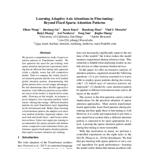 Learning Adaptive Axis Attentions in Fine-tuning: Beyond Fixed Sparse ...