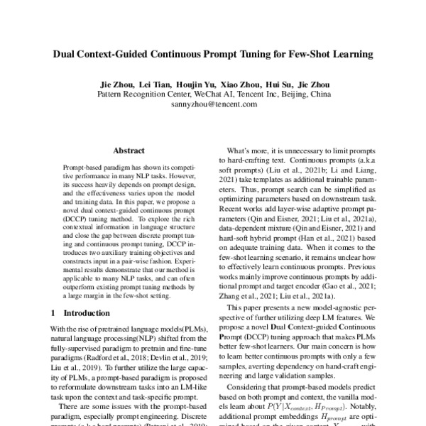 Dual Context-Guided Continuous Prompt Tuning for Few-Shot Learning - ACL Anthology