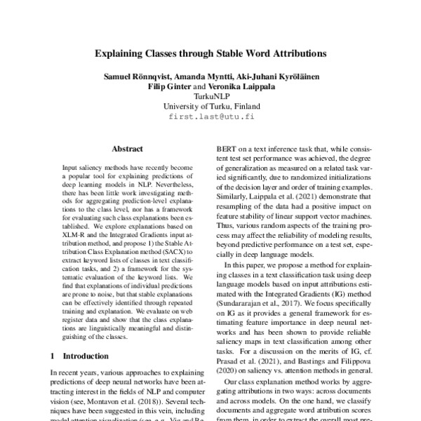 Explaining Classes through Stable Word Attributions - ACL Anthology