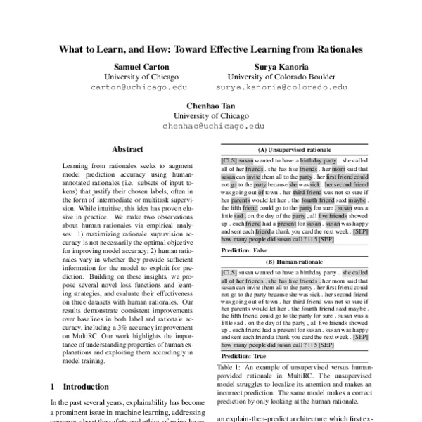 What to Learn, and How: Toward Effective Learning from Rationales - ACL Anthology