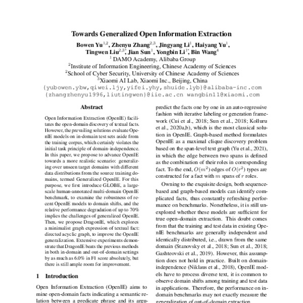 Towards Generalized Open Information Extraction - ACL Anthology