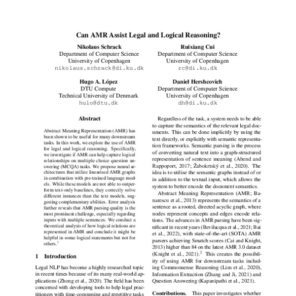 Can AMR Assist Legal and Logical Reasoning? - ACL Anthology