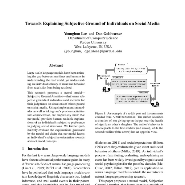 Towards Explaining Subjective Ground of Individuals on Social Media - ACL Anthology