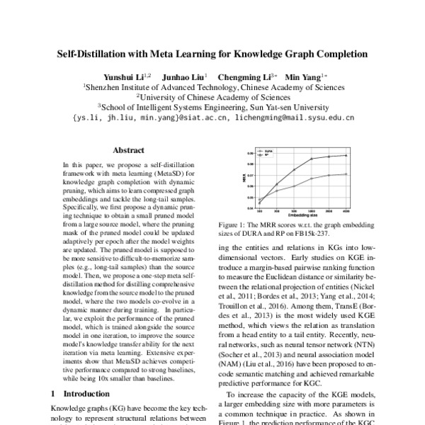 Self-Distillation with Meta Learning for Knowledge Graph Completion - ACL Anthology