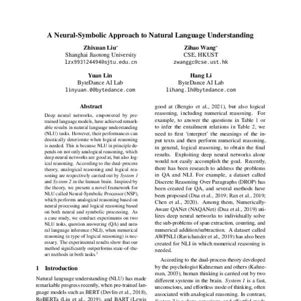 A Neural Symbolic Approach To Natural Language Understanding Acl
