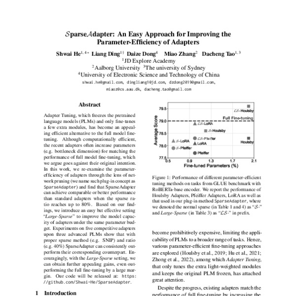 Sparseadapter An Easy Approach For Improving The Parameter Efficiency