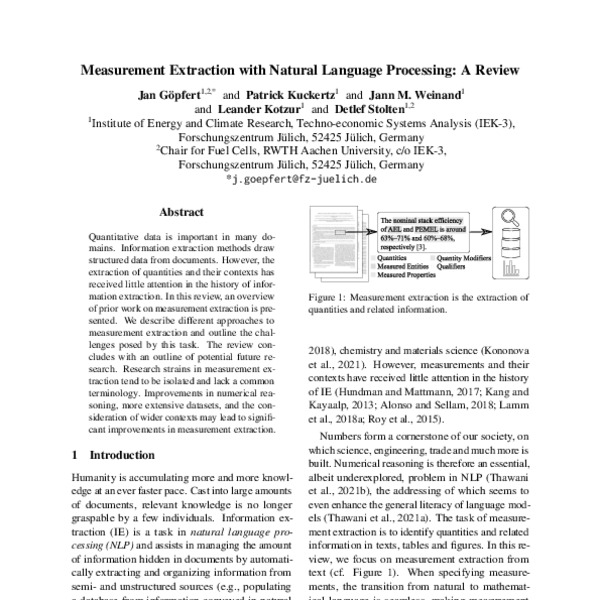 Measurement Extraction with Natural Language Processing: A Review - ACL Anthology