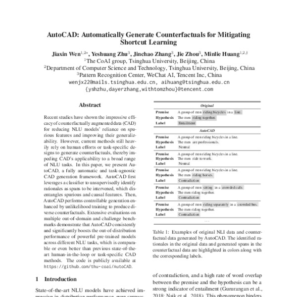 Autocad Automatically Generate Counterfactuals For Mitigating Shortcut Learning Acl Anthology