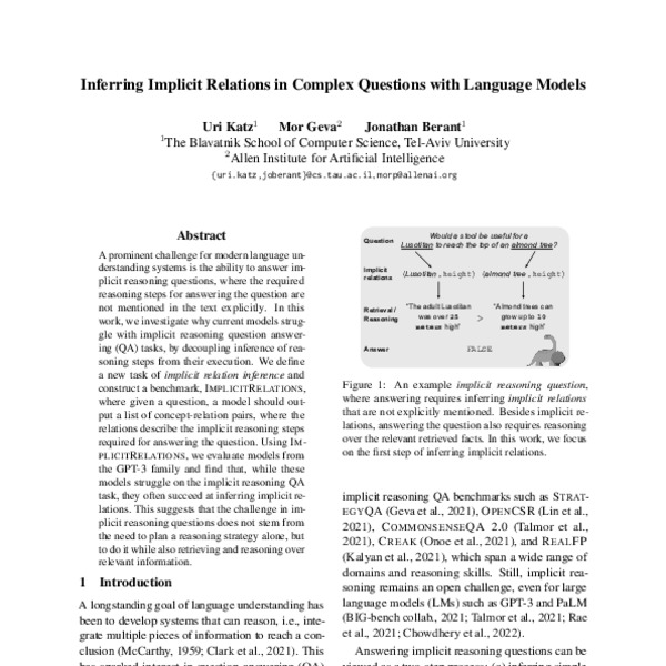 Inferring Implicit Relations in Complex Questions with Language Models ...