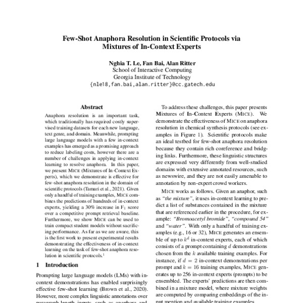 Few-Shot Anaphora Resolution in Scientific Protocols via Mixtures of In-Context Experts - ACL ...