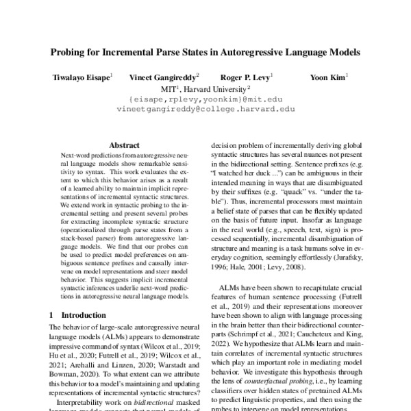 Probing For Incremental Parse States In Autoregressive Language Models Acl Anthology