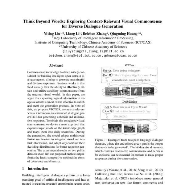 Think Beyond Words: Exploring Context-Relevant Visual Commonsense for Diverse Dialogue ...