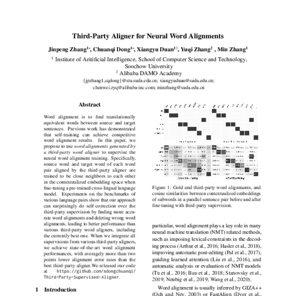 Third-Party Aligner for Neural Word Alignments - ACL Anthology