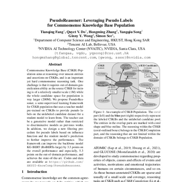 PseudoReasoner: Leveraging Pseudo Labels for Commonsense Knowledge Base Population - ACL Anthology
