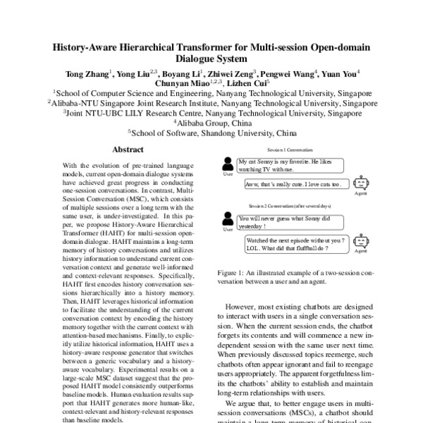 History-Aware Hierarchical Transformer for Multi-session Open-domain Dialogue System - ACL Anthology