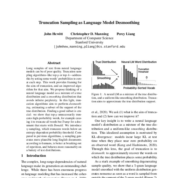 Truncation Sampling as Language Model Desmoothing - ACL Anthology