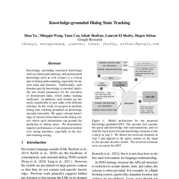 Knowledge-grounded Dialog State Tracking - ACL Anthology
