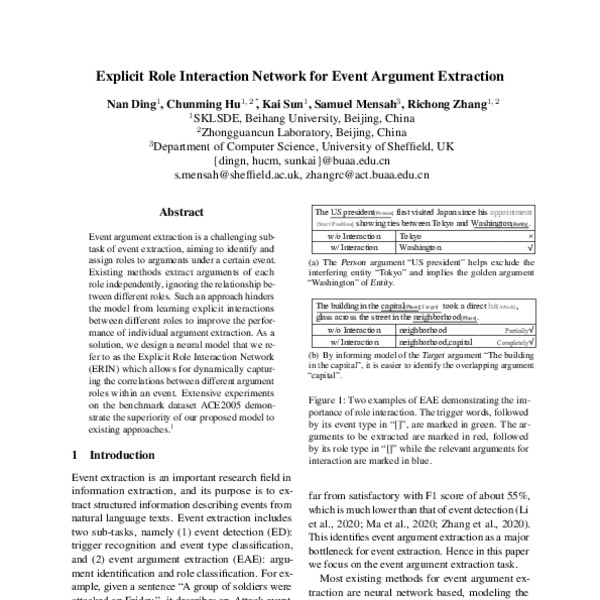 Explicit Role Interaction Network For Event Argument Extraction Acl 6385