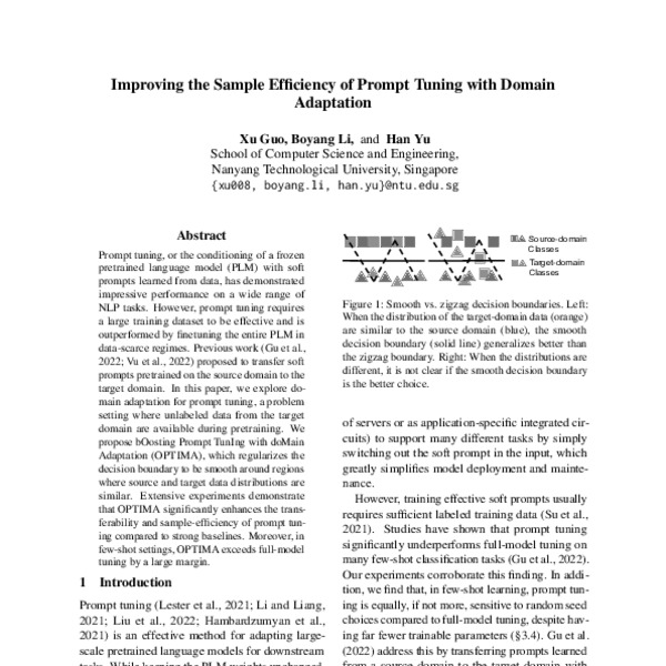 Improving The Sample Efficiency Of Prompt Tuning With Domain Adaptation Acl Anthology