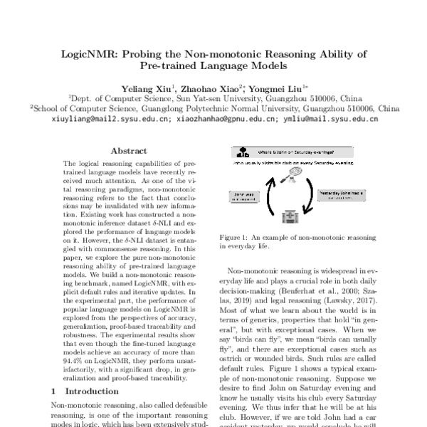 LogicNMR: Probing the Non-monotonic Reasoning Ability of Pre-trained Language Models - ACL Anthology