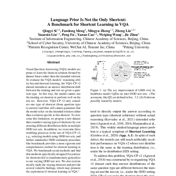 Language Prior Is Not the Only Shortcut: A Benchmark for Shortcut Learning in VQA - ACL Anthology