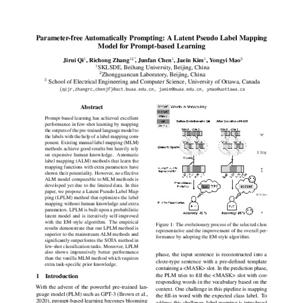 Parameter Free Automatically Prompting A Latent Pseudo Label Mapping
