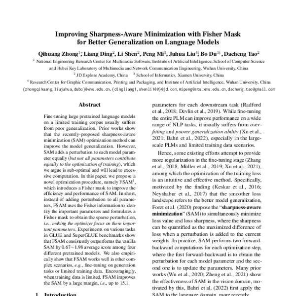 Improving Sharpness-Aware Minimization with Fisher Mask for Better Generalization on Language ...