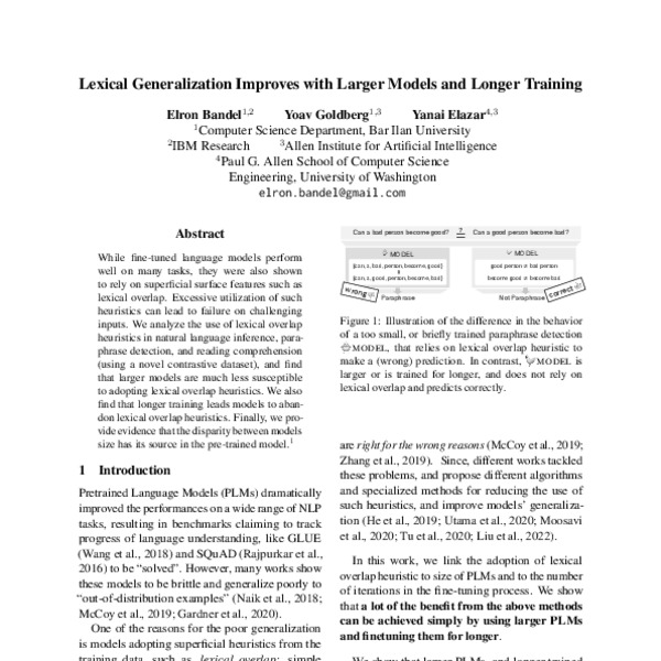 Lexical Generalization Improves with Larger Models and Longer Training - ACL Anthology