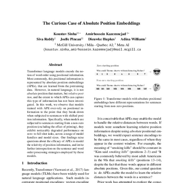 The Curious Case of Absolute Position Embeddings - ACL Anthology