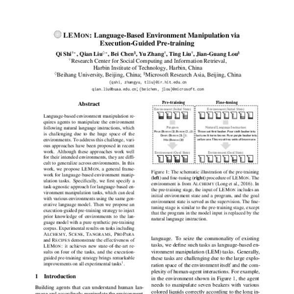 LEMON: Language-Based Environment Manipulation via Execution-Guided Pre ...