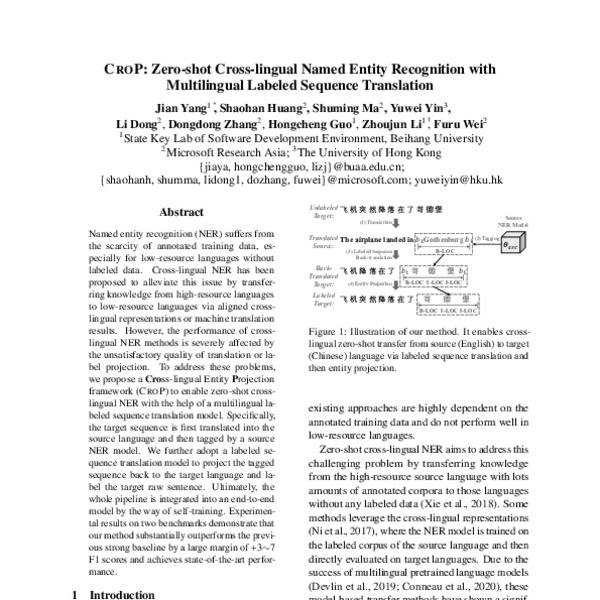 CROP: Zero-shot Cross-lingual Named Entity Recognition with Multilingual Labeled Sequence ...