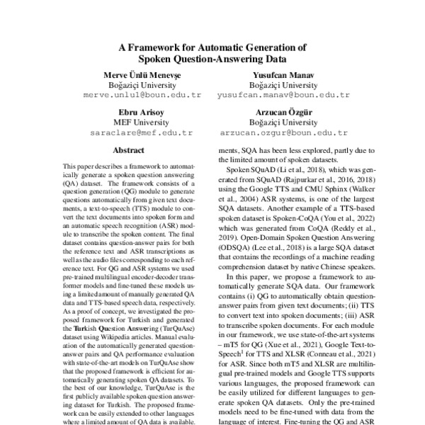 A Framework for Automatic Generation of Spoken Question-Answering Data ...