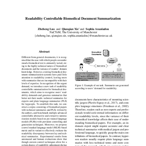 Readability Controllable Biomedical Document Summarization - ACL Anthology