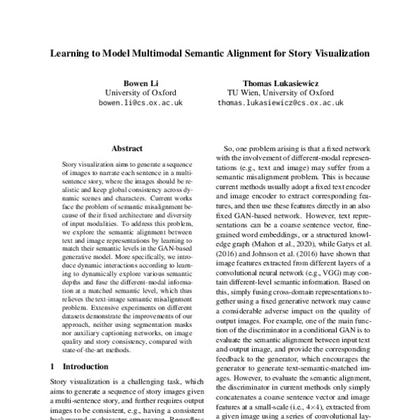 Learning To Model Multimodal Semantic Alignment For Story Visualization Acl Anthology