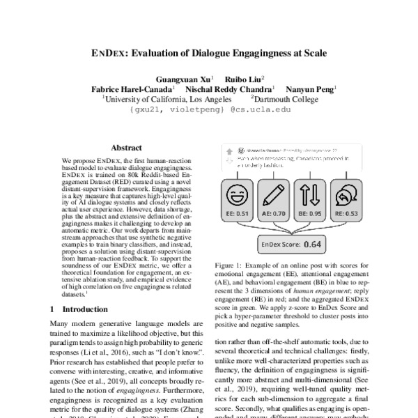 EnDex: Evaluation of Dialogue Engagingness at Scale - ACL Anthology