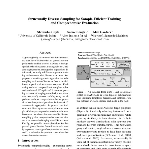 Structurally Diverse Sampling for Sample-Efficient Training and Comprehensive Evaluation - ACL ...
