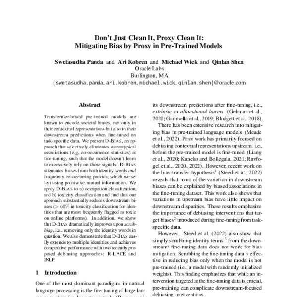 Don’t Just Clean It, Proxy Clean It: Mitigating Bias by Proxy in Pre-Trained Models - ACL Anthology