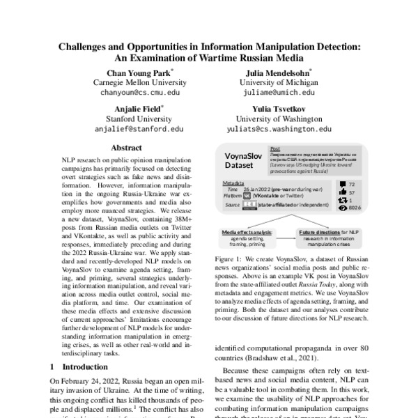 Challenges and Opportunities in Information Manipulation Detection: An ...