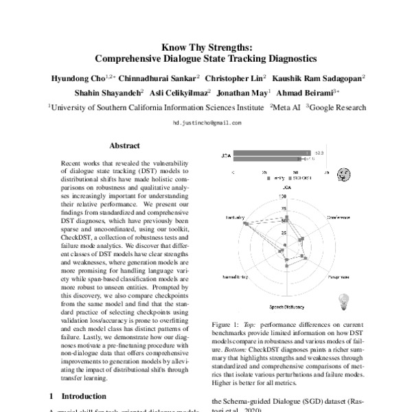 Know Thy Strengths: Comprehensive Dialogue State Tracking Diagnostics - ACL Anthology