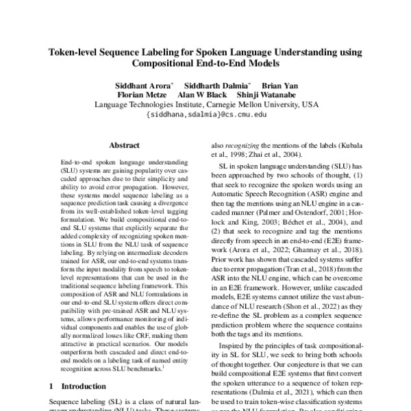 Token-level Sequence Labeling for Spoken Language Understanding using Compositional End-to-End ...