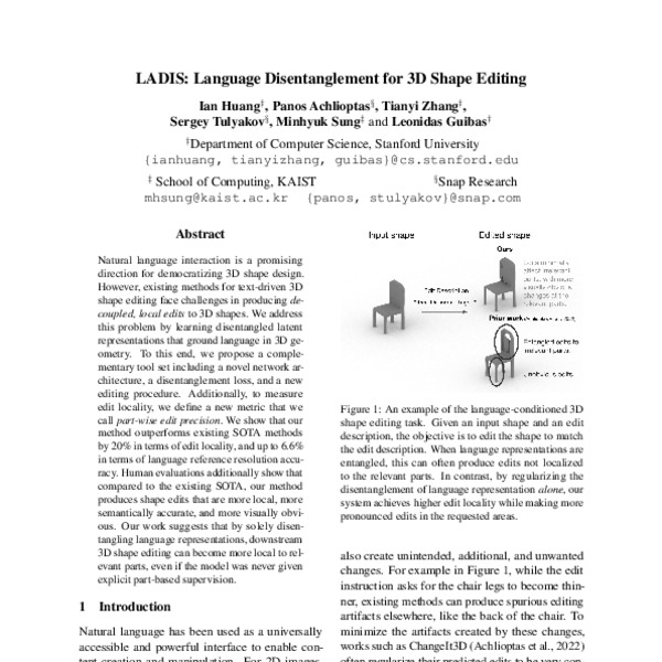 LADIS: Language Disentanglement for 3D Shape Editing - ACL Anthology