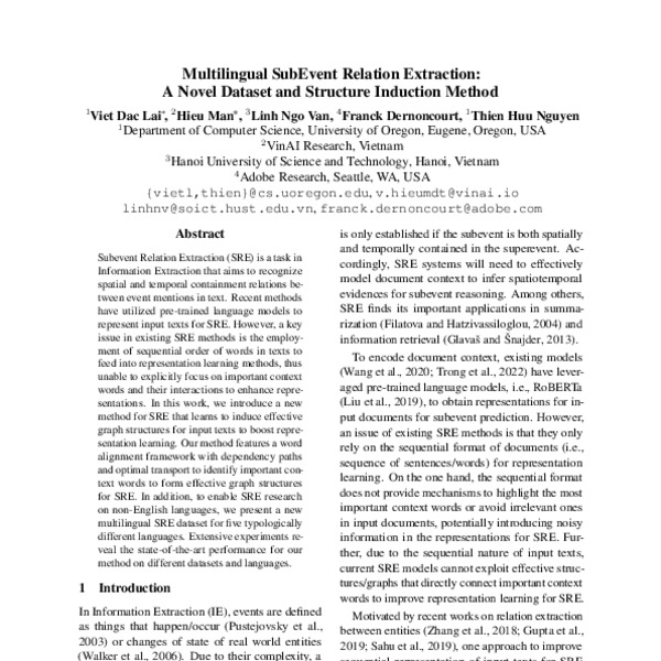 Multilingual Subevent Relation Extraction A Novel Dataset And